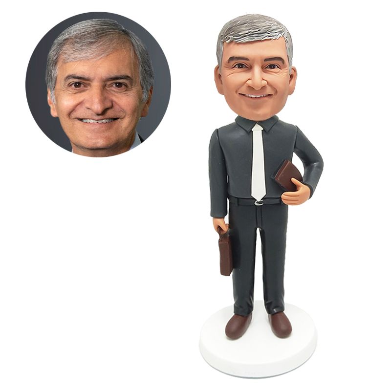 Customised Bobblehead Figure Male Teacher Holding Books And A Briefcas Customised Bobblehead Figure Male Teacher Holding Books And A Briefcas